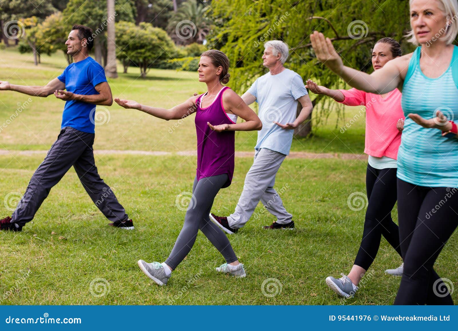 Group of People Exercising Together Stock Photo - Image of routine ...
