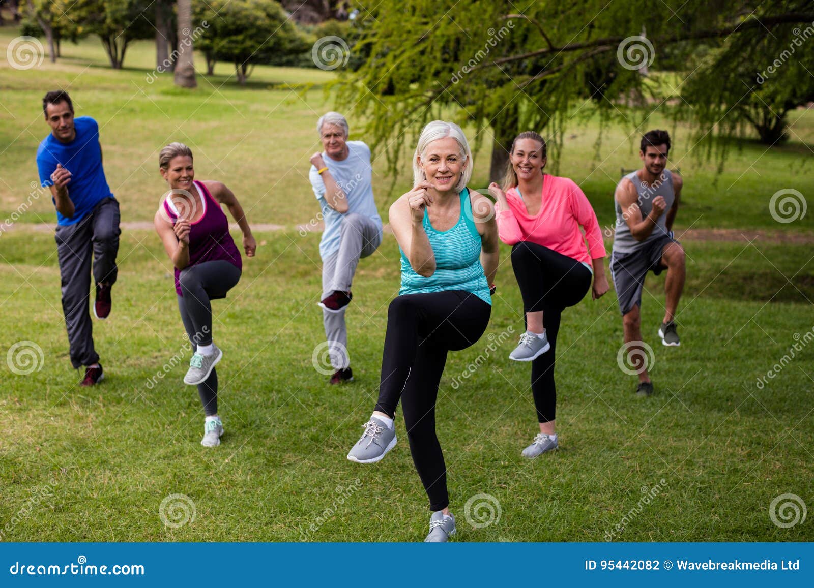 Group of People Exercising Together Stock Photo - Image of happy ...