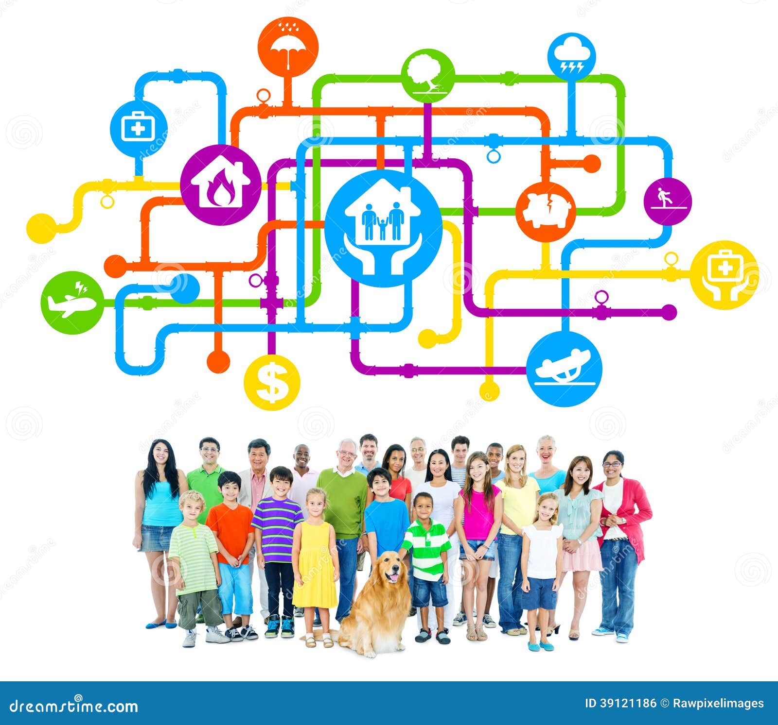 Group of People with Family Security Concept Stock Photo - Image of ...