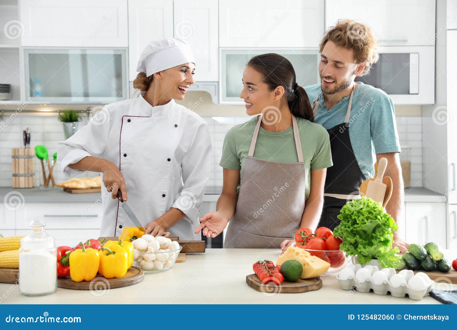 Group of People and Female Chef at Classes Stock Photo - Image of adult ...