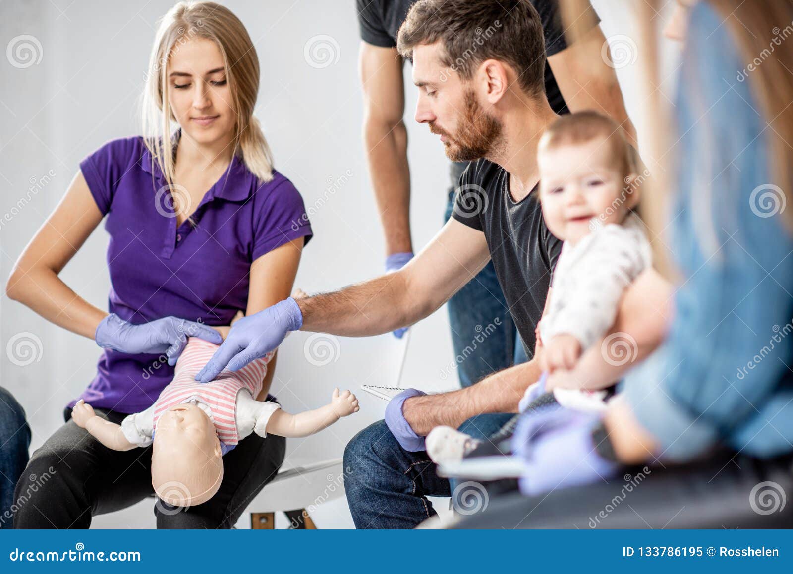 Group of People during the First Aid Training for Baby Stock Image ...