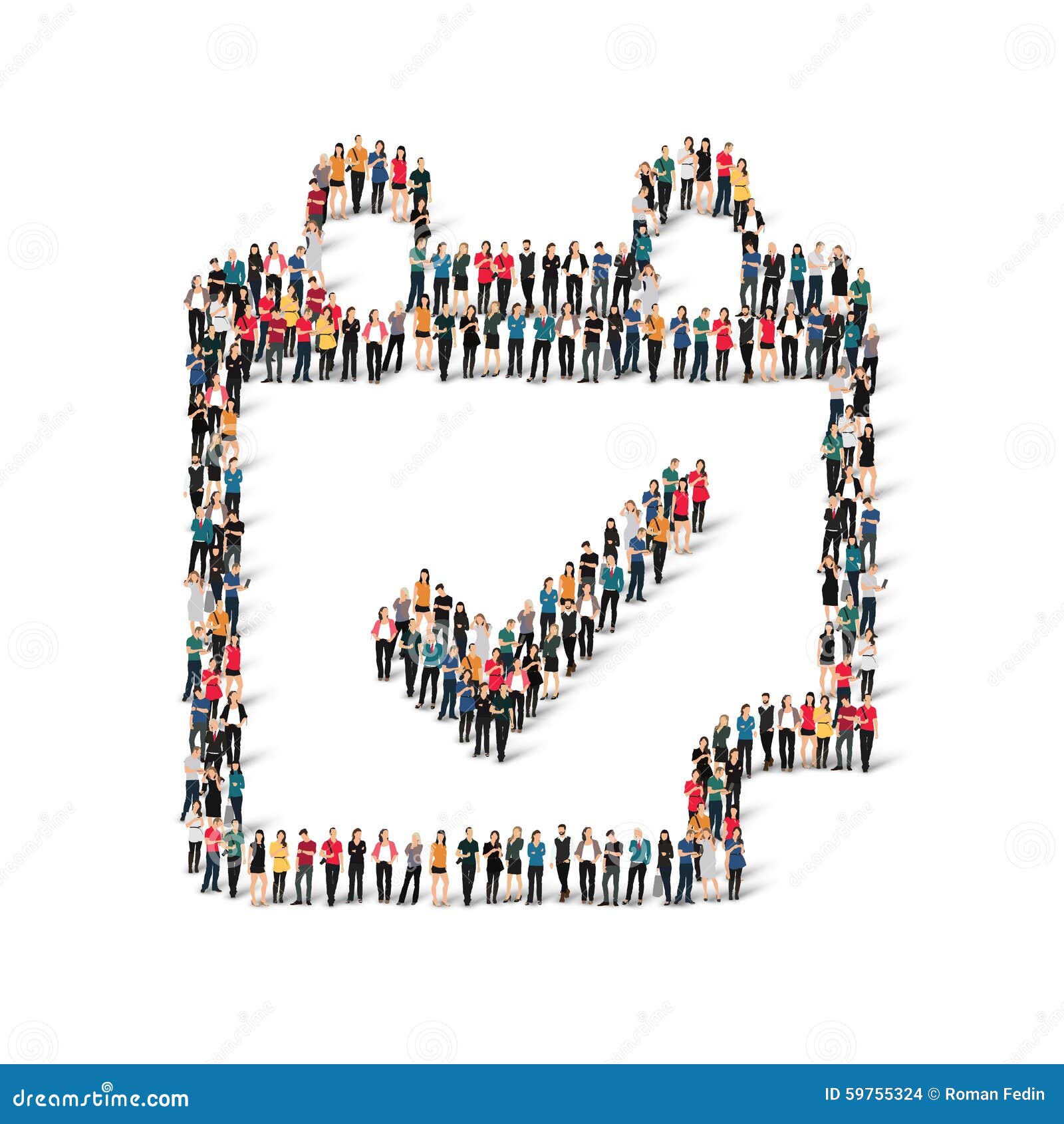 Group People Form Checkmark Stock Vector - Illustration of ...
