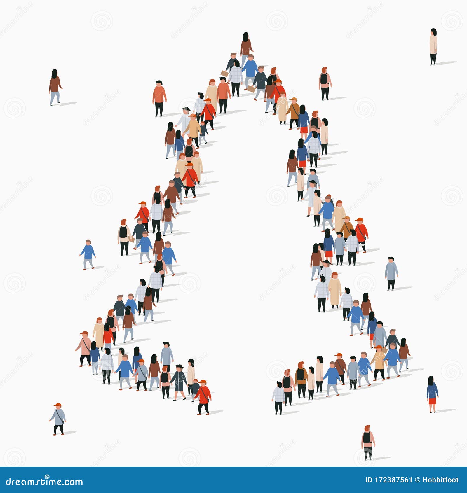 Group of People in Form of Christmas Tree. Stock Vector - Illustration ...