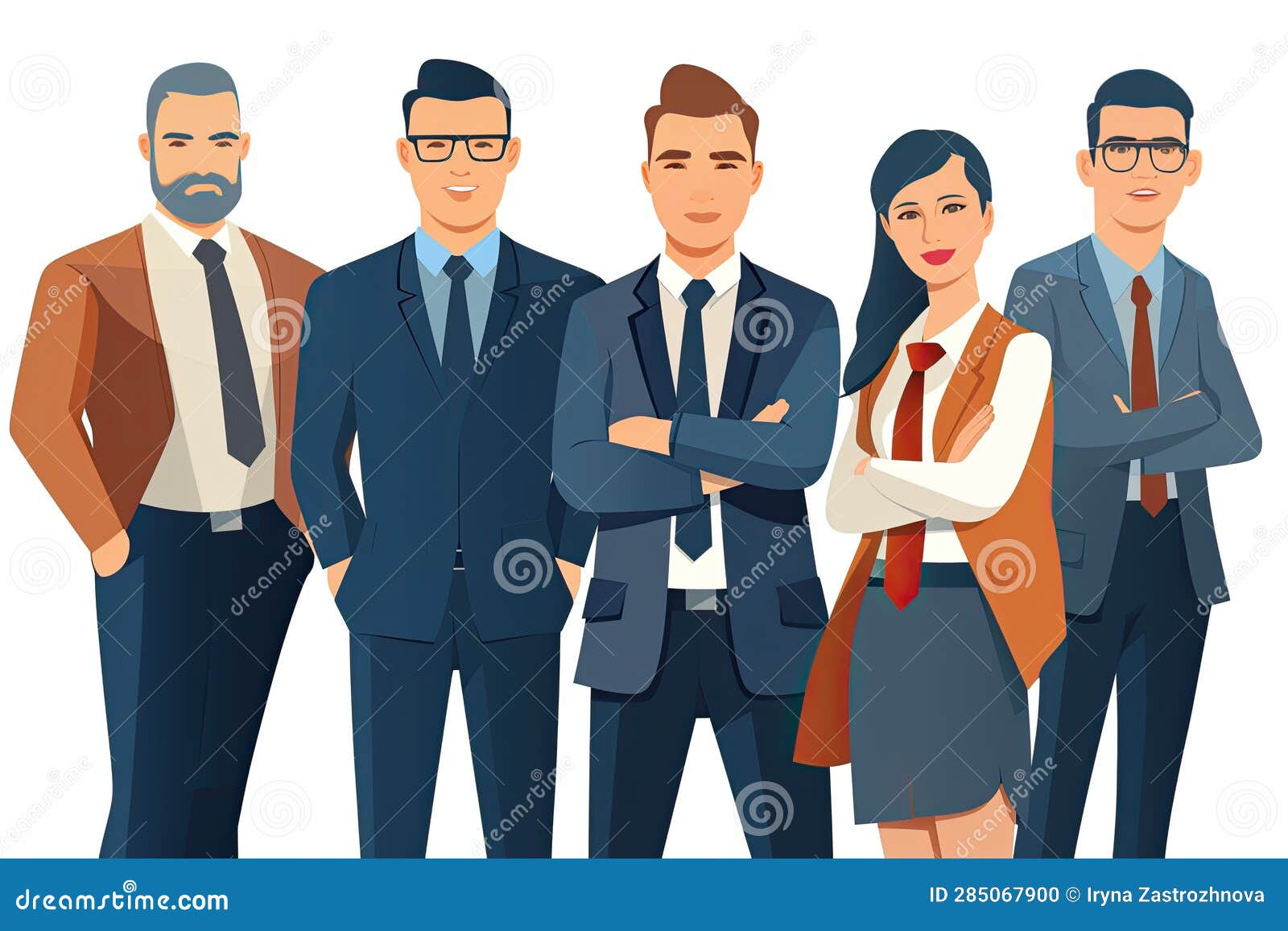 A Group of People in Formal Attire Standing Together Stock Illustration ...