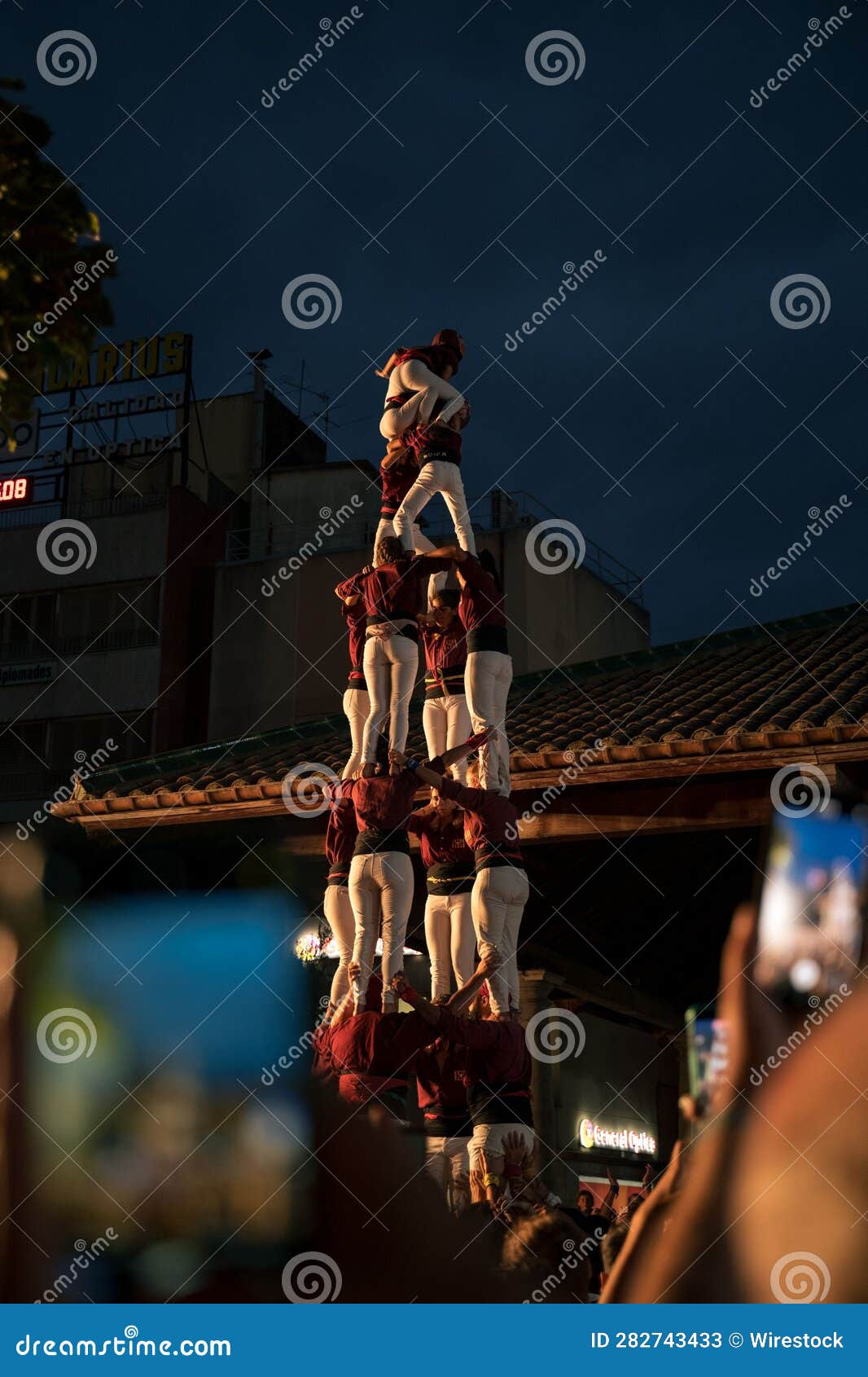 Group of People Forming a Human Pyramid Stock Image - Image of cheer ...