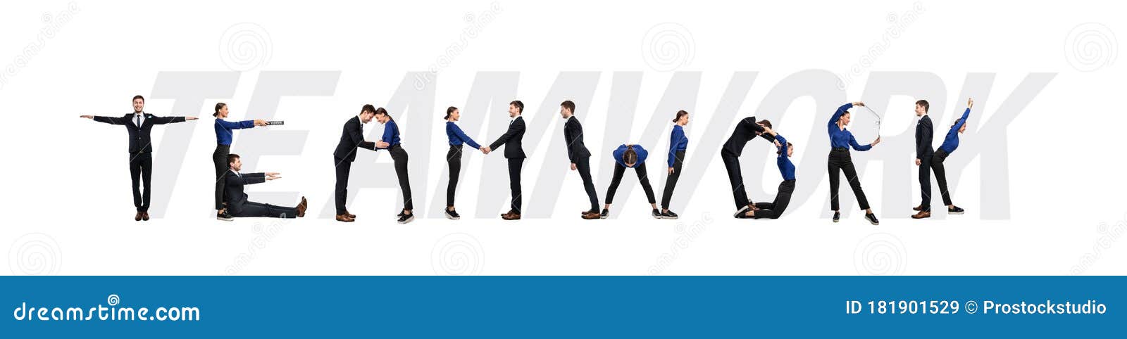 Group of People Forming Teamwork Word at Studio Stock Image - Image of ...