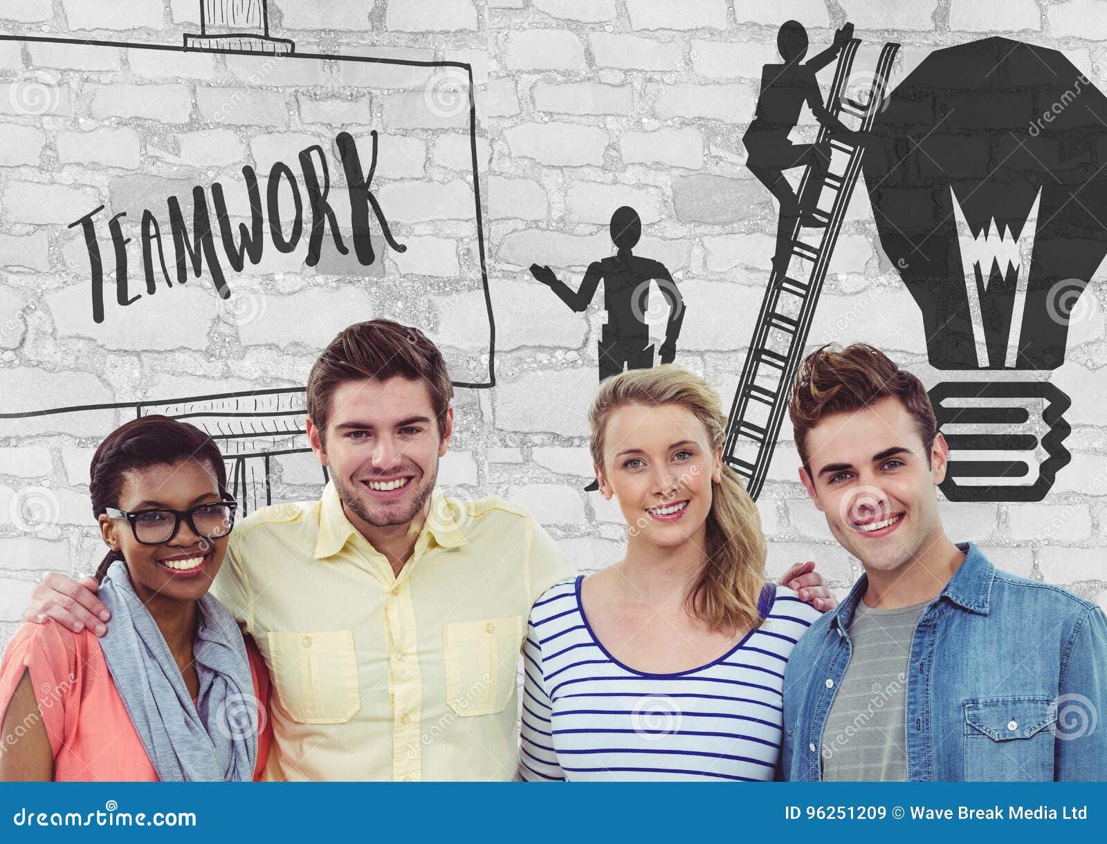 Group of People in Front of Teamwork Graphics Stock Image - Image of ...