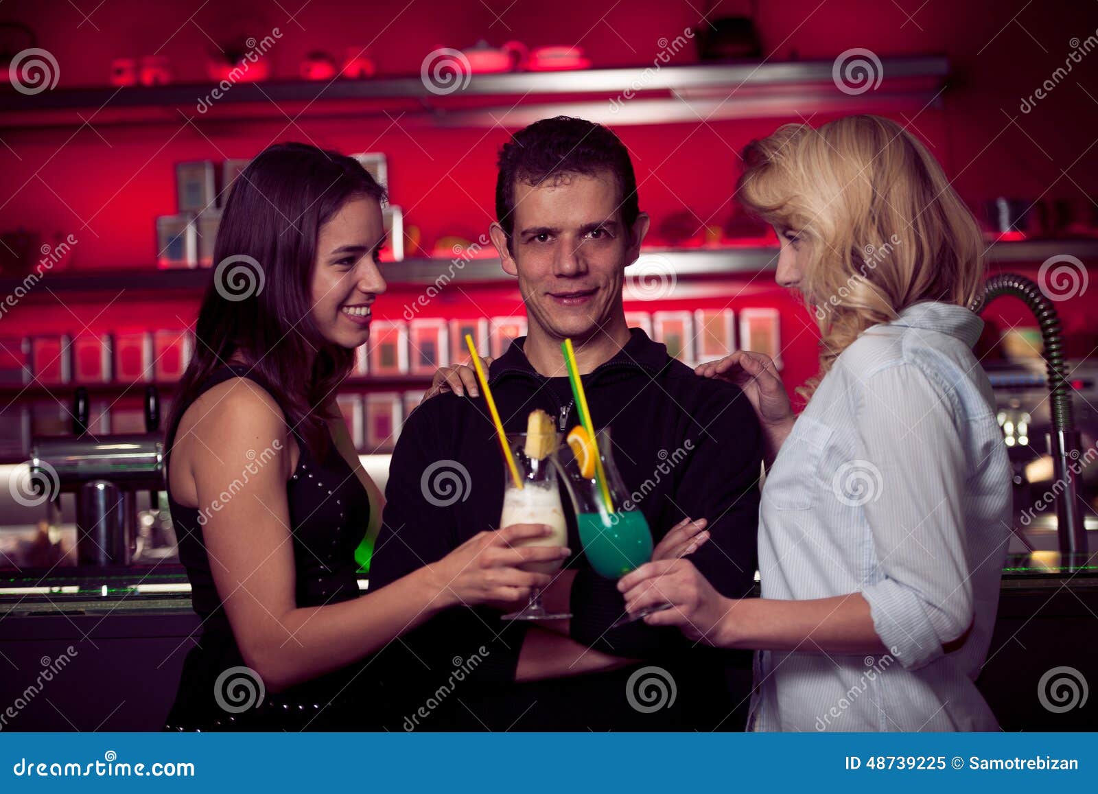 Group of People Gathering in Cocktail Bar and Having Fun Stock Image ...