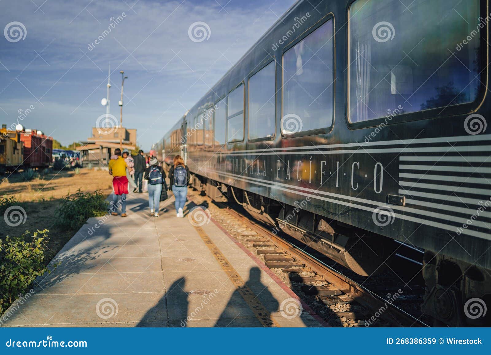 Group of People Getting Off the Train Chepe Express in Mexico on a ...
