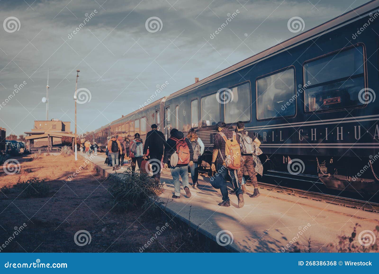 Group of People Getting Off the Train Chepe Express in Mexico on a ...