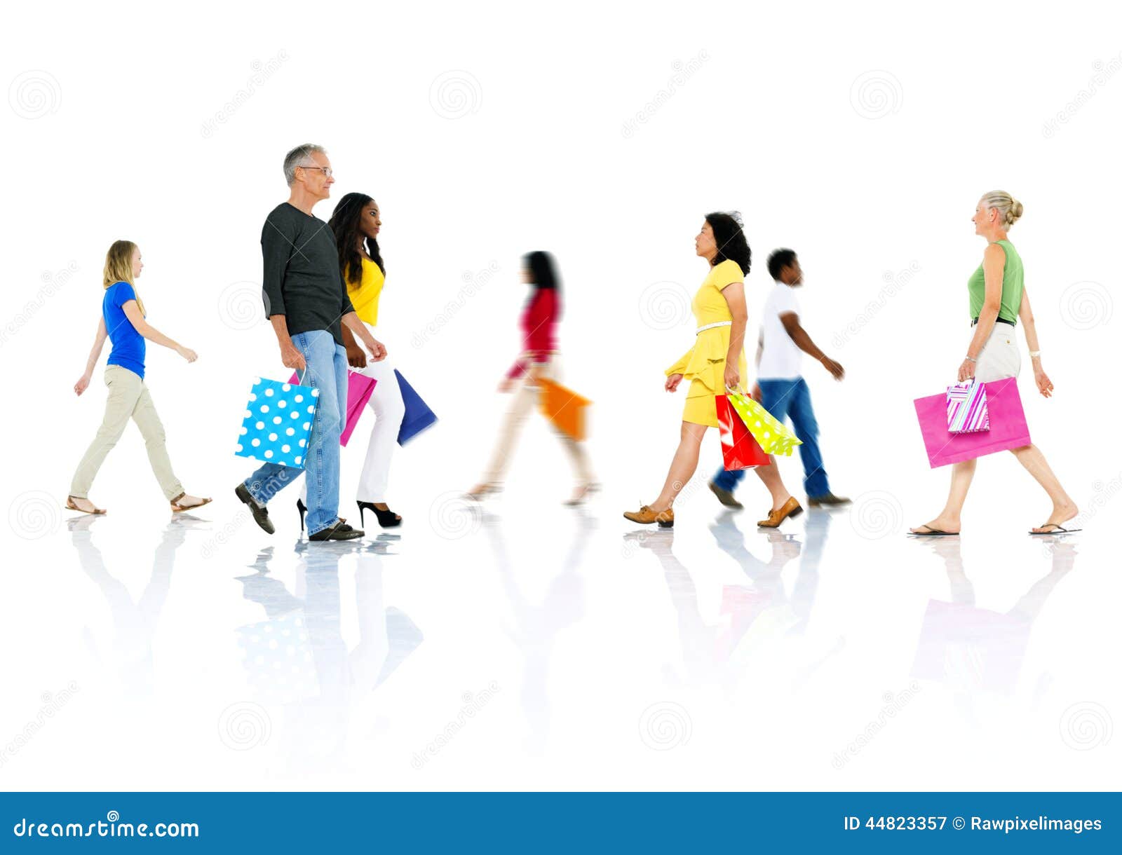 Group of People Go for Shopping Stock Image - Image of isolated ...
