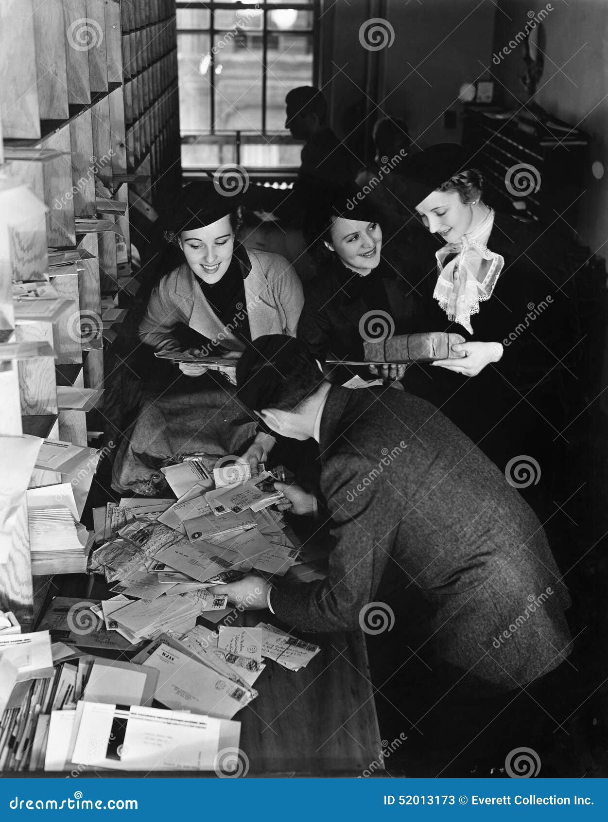 Group of People Going through a Pile of Mail Stock Image - Image of ...