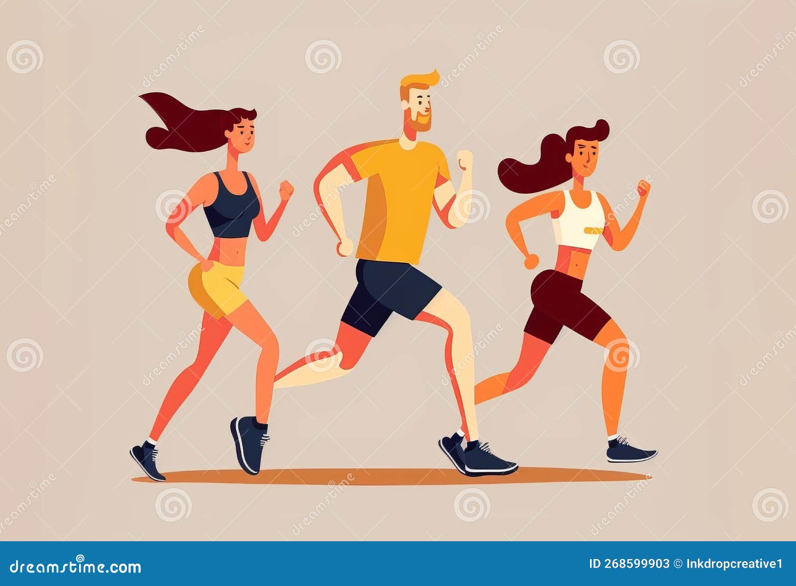 Group of People Going for a Run. Generative Ai Stock Illustration ...
