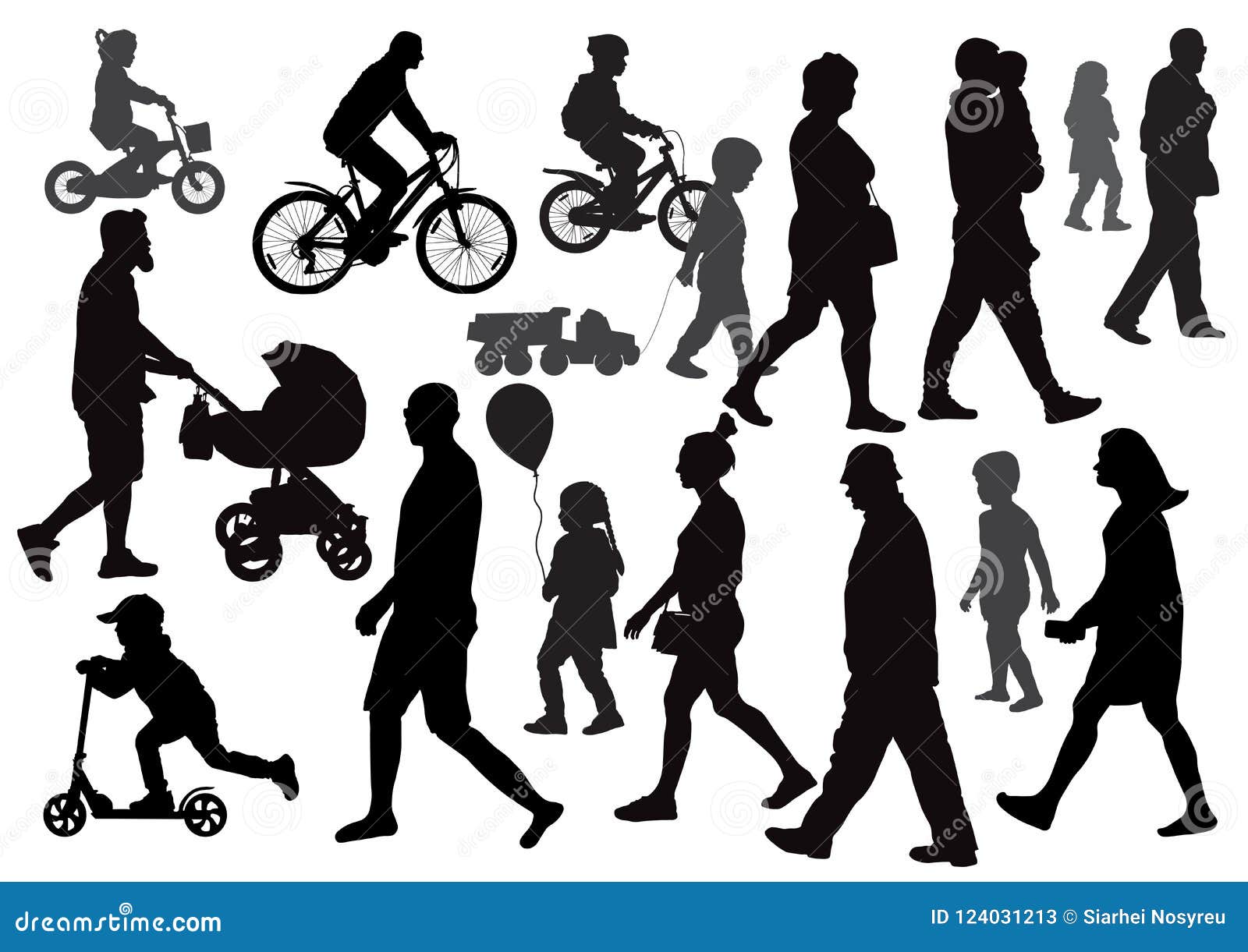 Group of People Going Walking in Different Directions. Crowd Stock ...