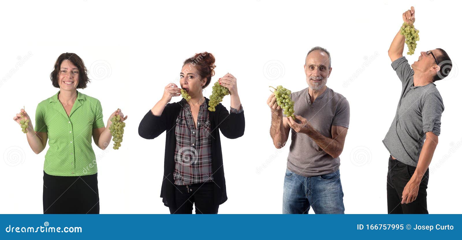 Group of People with Grape on White Background Stock Image - Image of ...