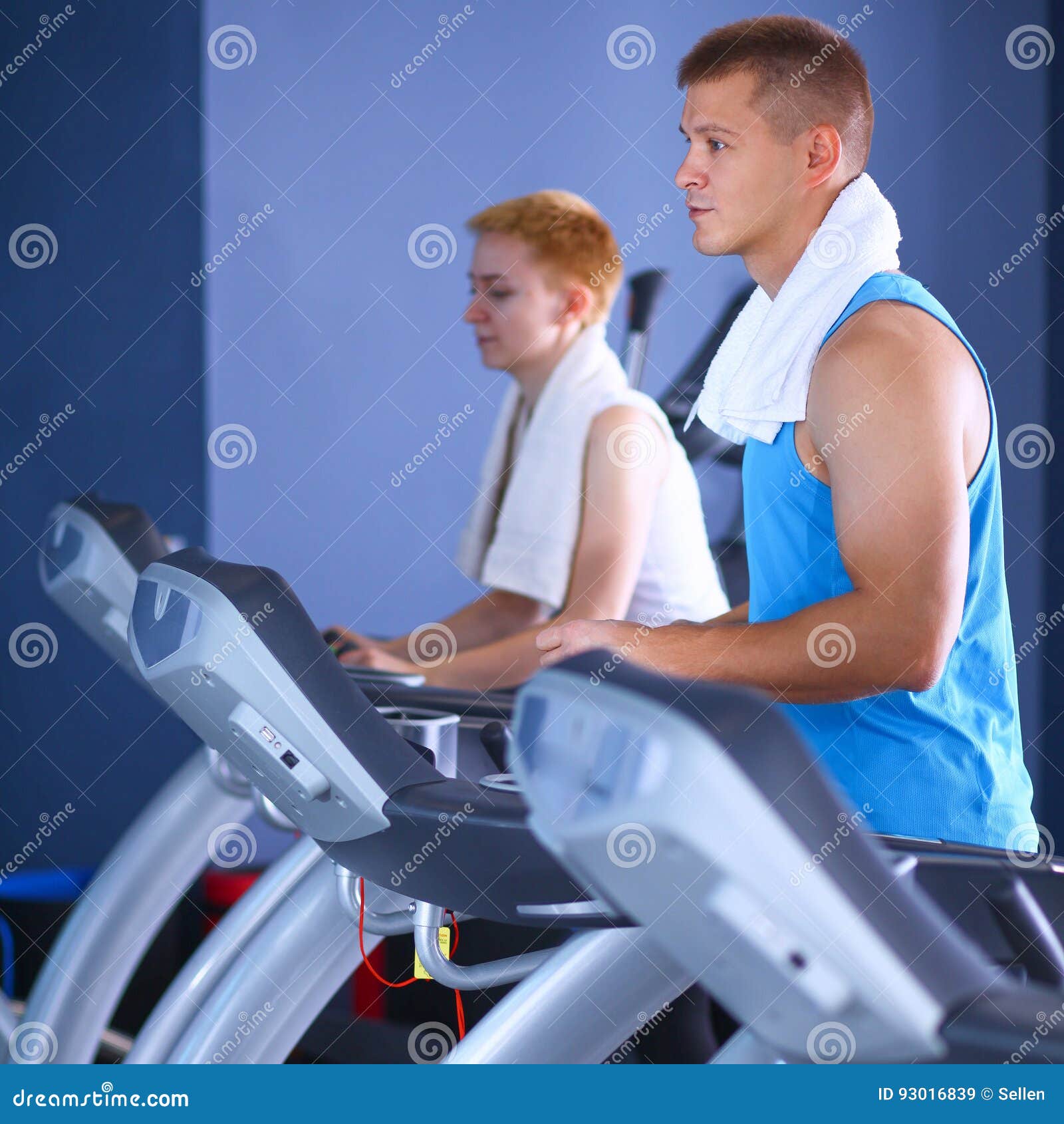 Group of People at the Gym Exercising on Cross Trainers Stock Image ...