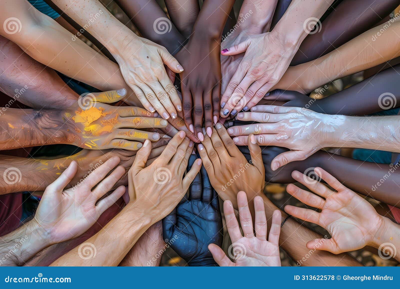Group of People with Hands Together in a Circle. Unity Concept Stock ...
