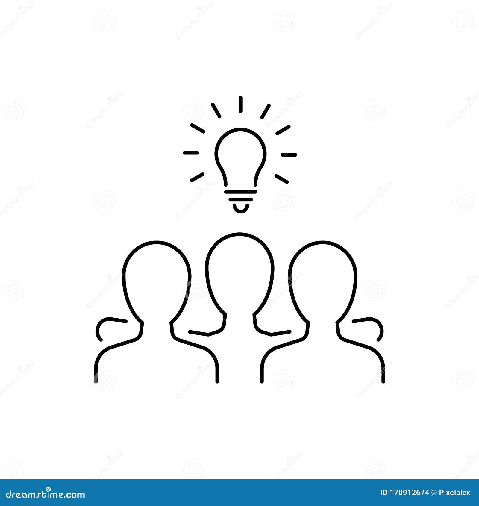 Group of People Has an Idea Line Icon Stock Vector - Illustration of ...
