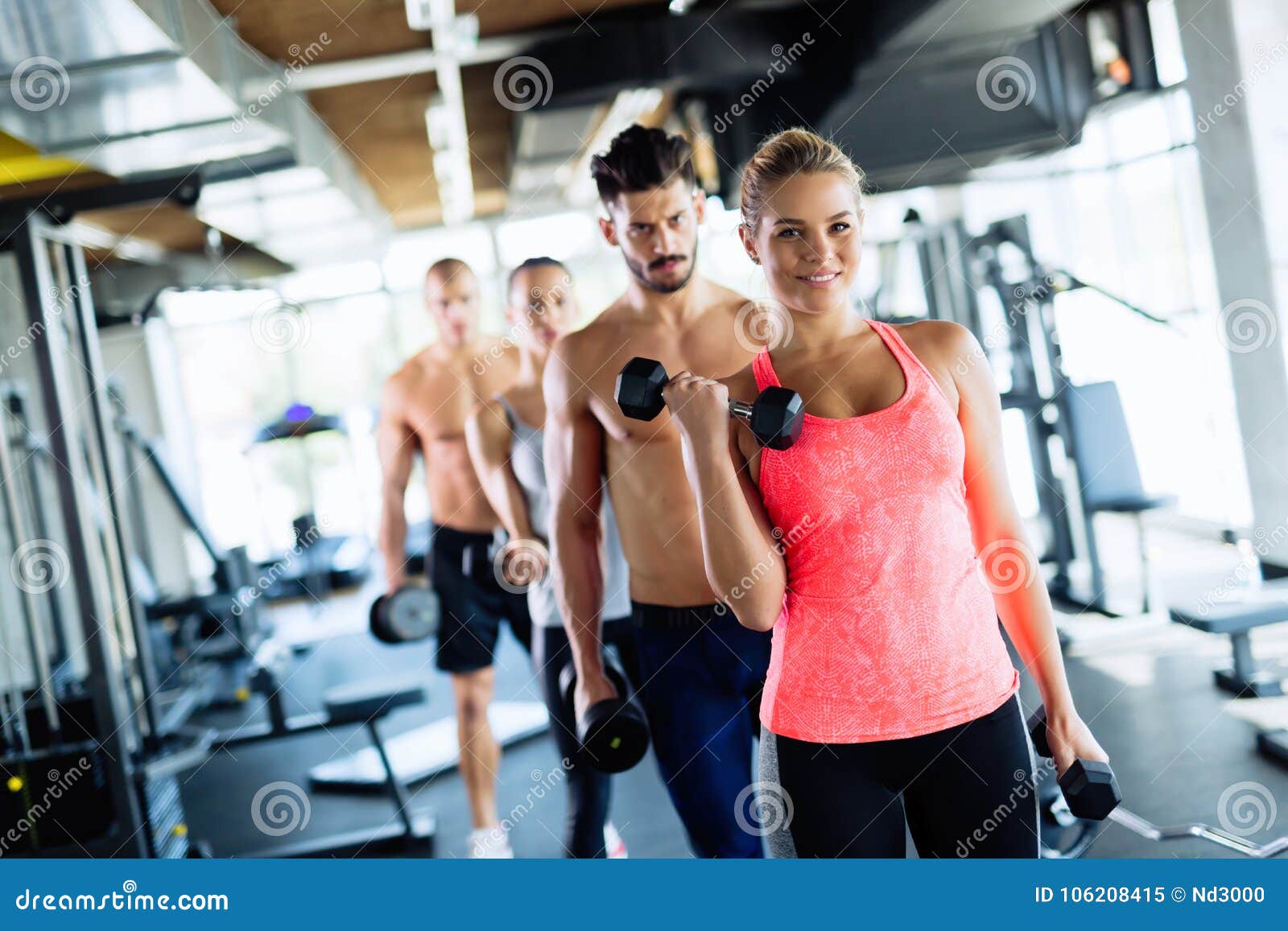 Group of People Have Workout in Gym Stock Image - Image of together ...