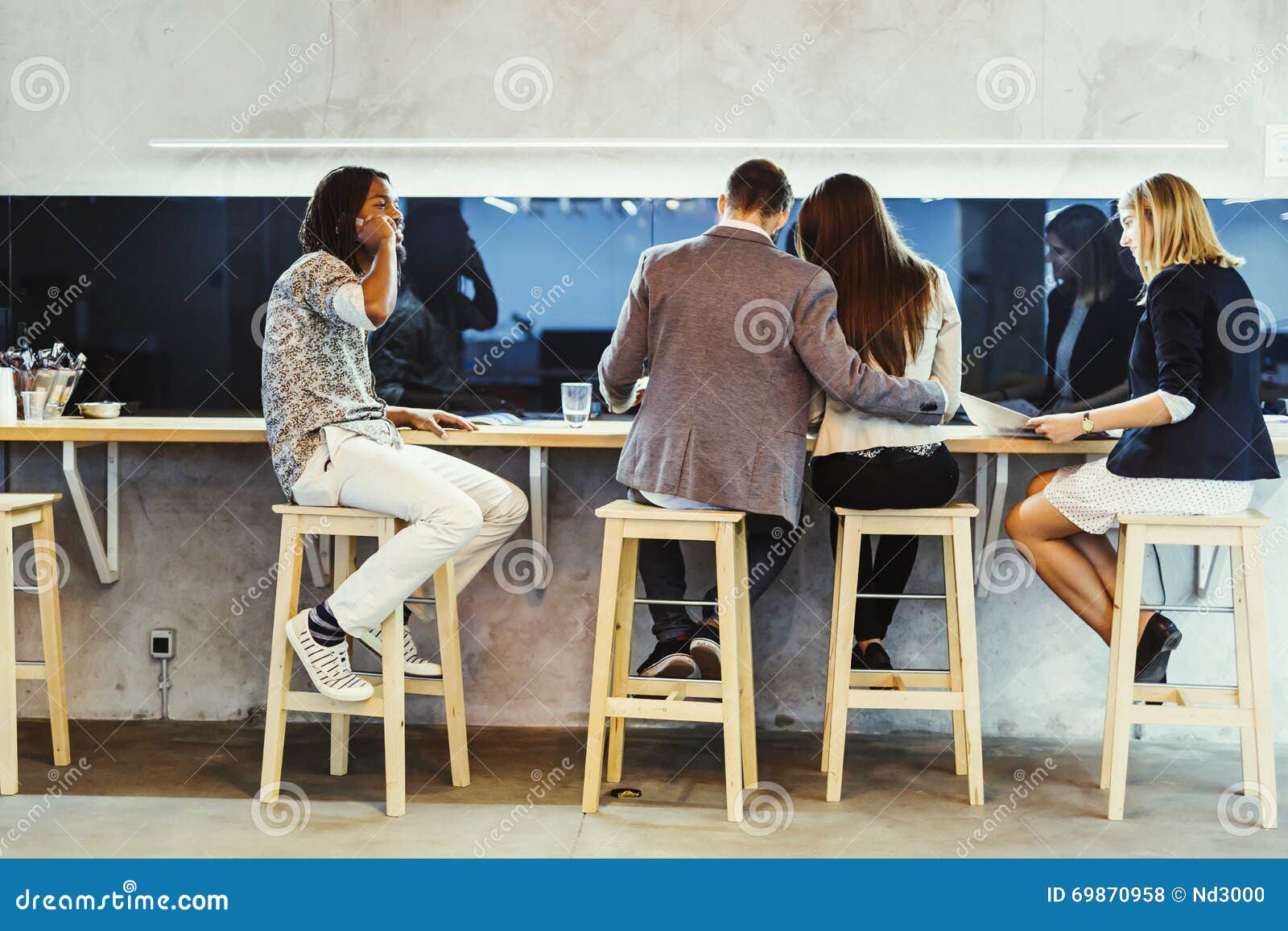 Group of People Having a Break in the Cafeteria Stock Photo - Image of ...