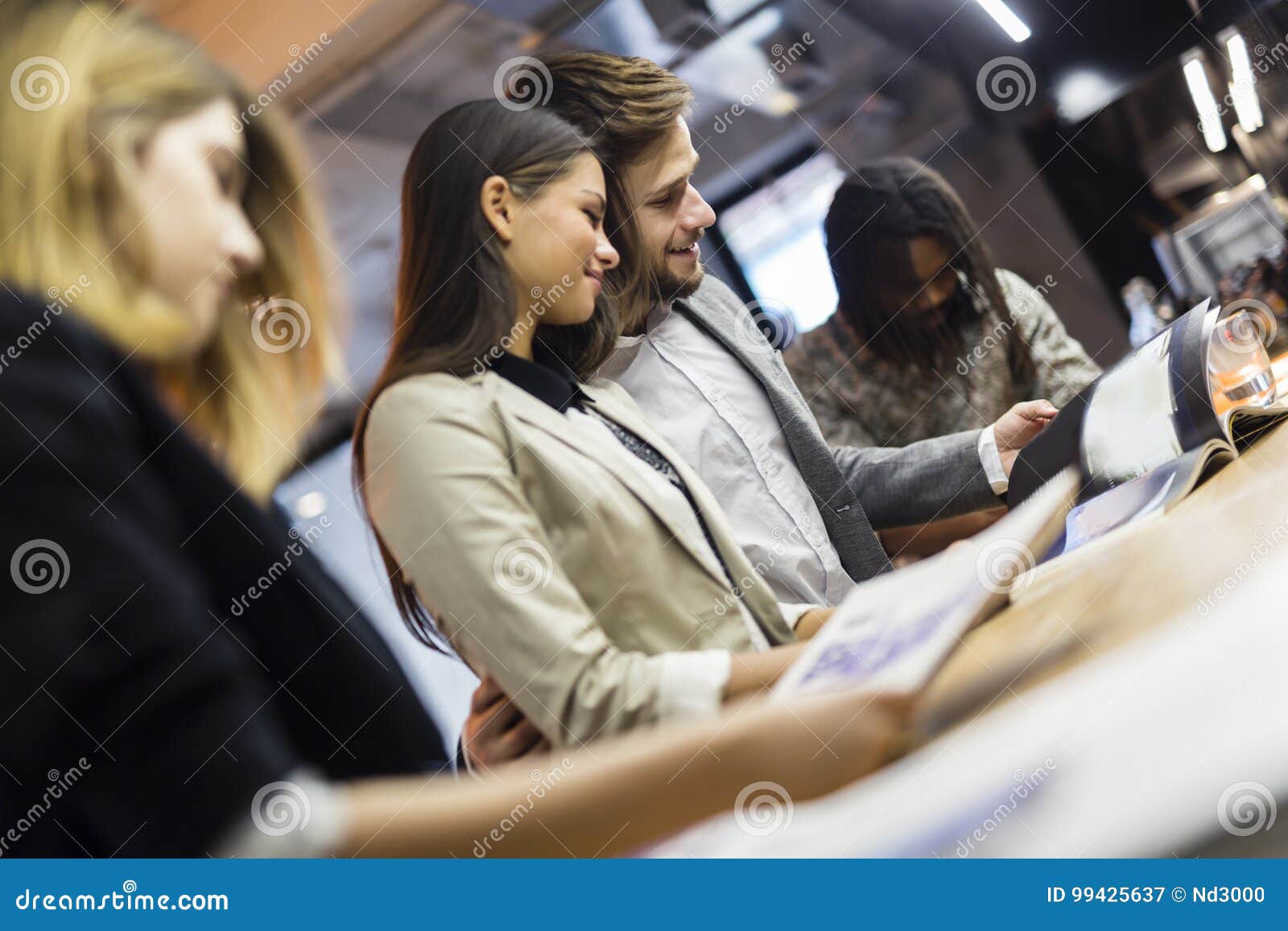 Group of People Having a Break in the Cafeteria Stock Image - Image of ...