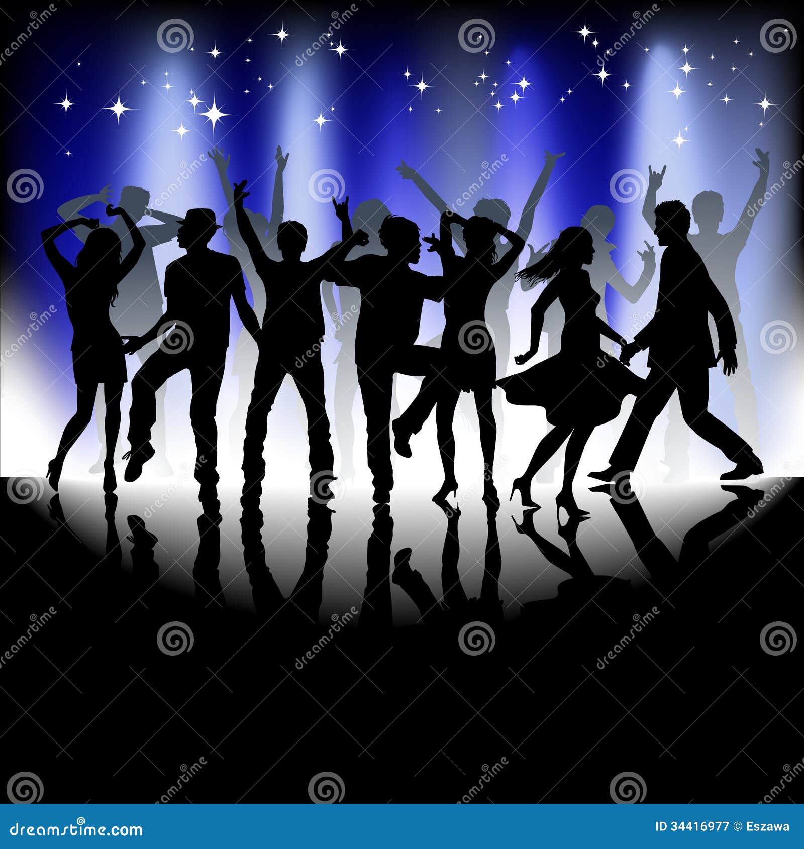 A Group of People Having a Good Time in Disco Stock Vector ...