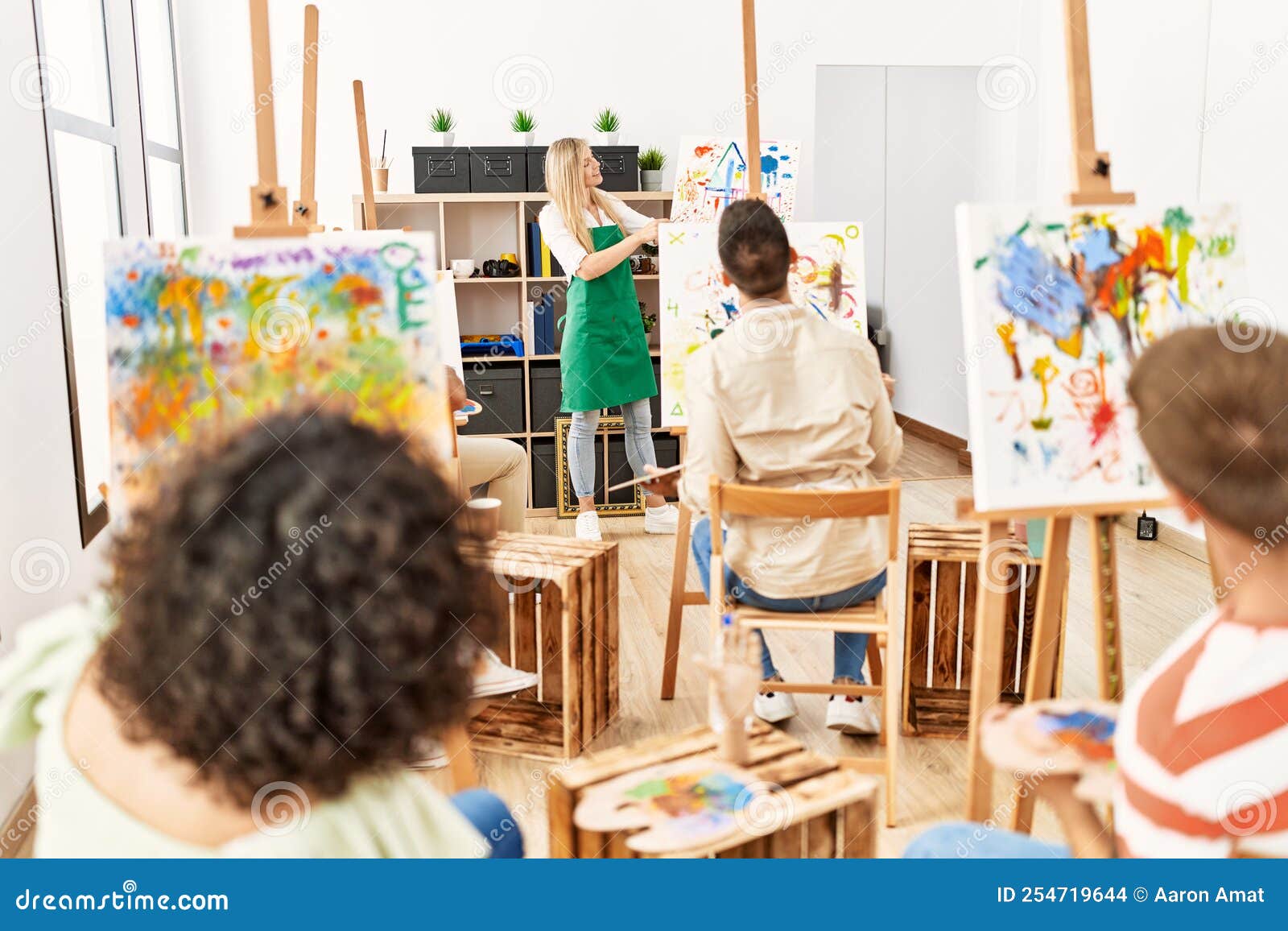 Group of People Having Paint Class at Art Studio Stock Photo - Image of class, draw: 254719644