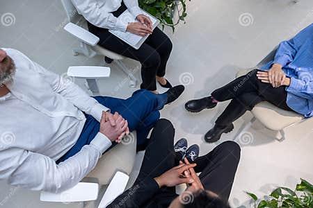 Group of People Having a Psychotherapy Session Stock Image - Image of ...