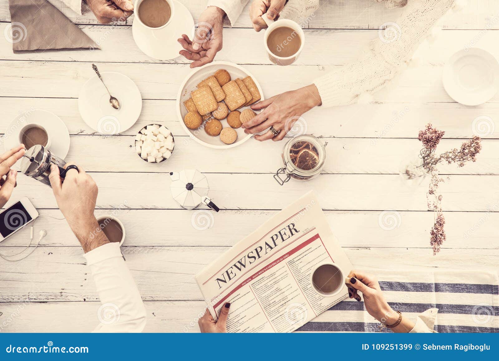 Group of People Having Tea Time Stock Image - Image of woman, breakfast ...