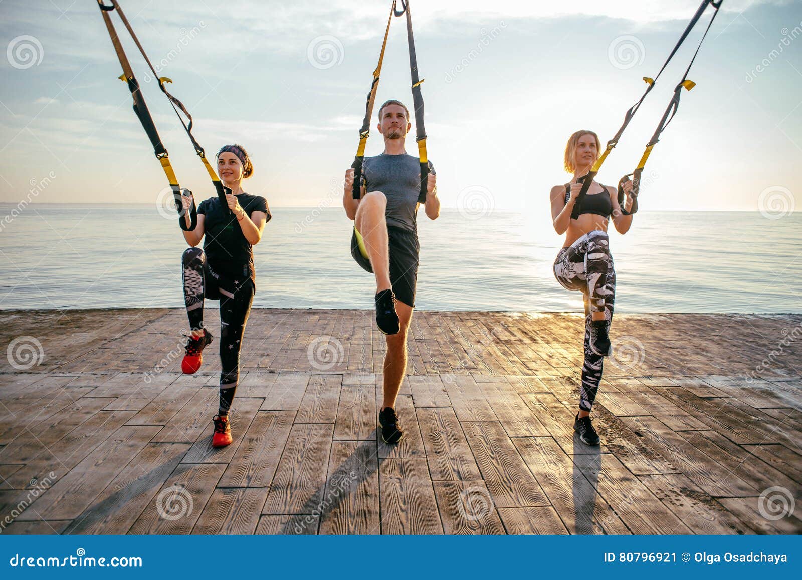 Group of People Having Trx Training Stock Image - Image of elastic ...