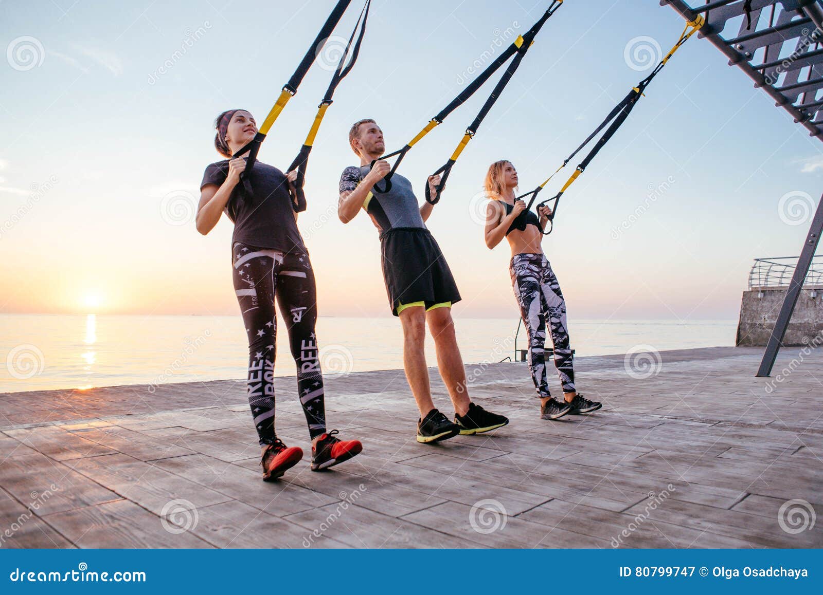 Group of People Having Trx Training Stock Image - Image of beach, human ...