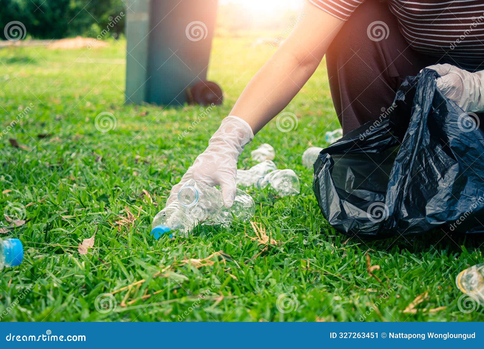 Group of People Help Garbage Plastic Collection for To Keep Clean Stock ...