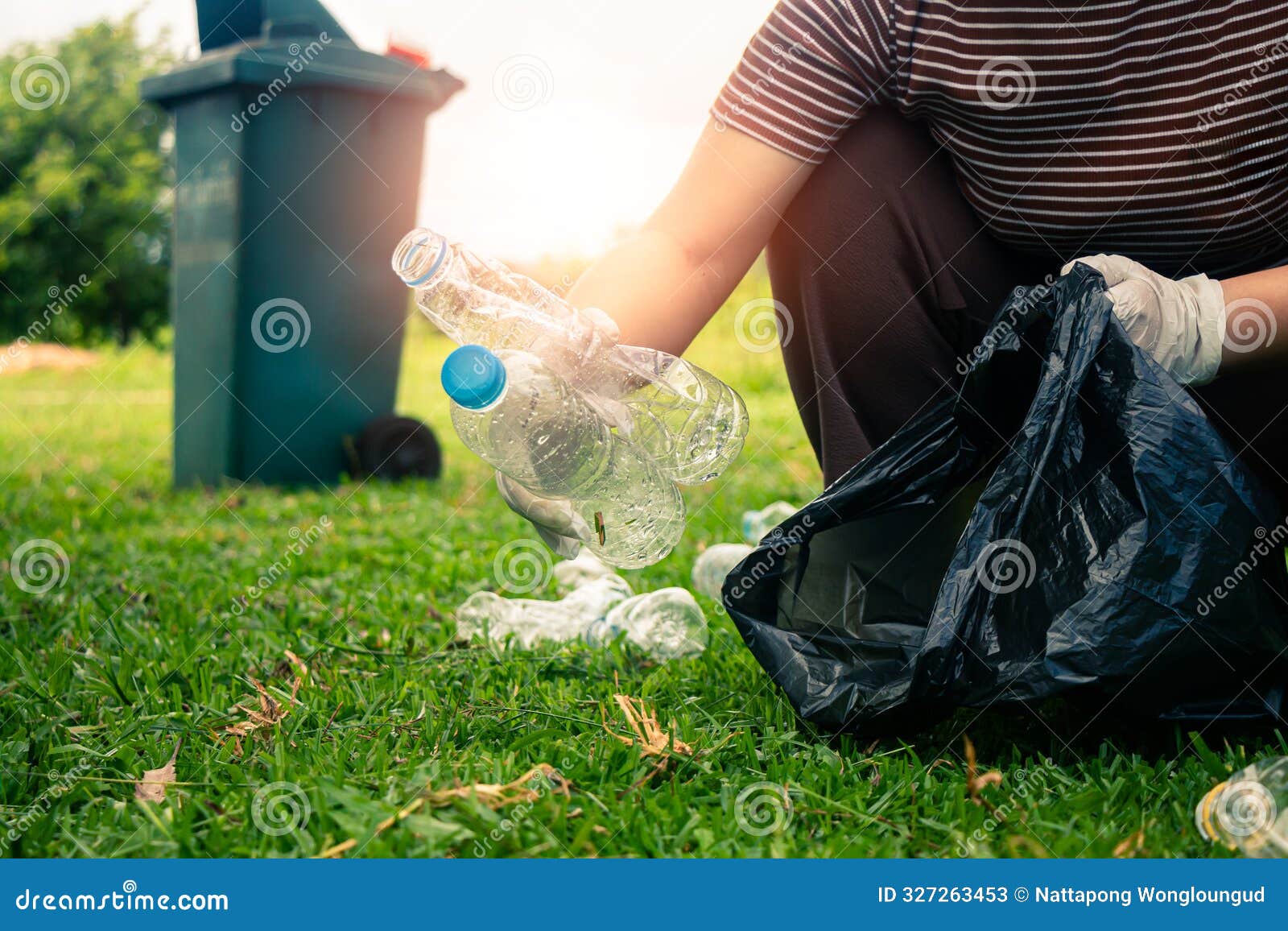 Group of People Help Garbage Plastic Collection for To Keep Clean Stock ...