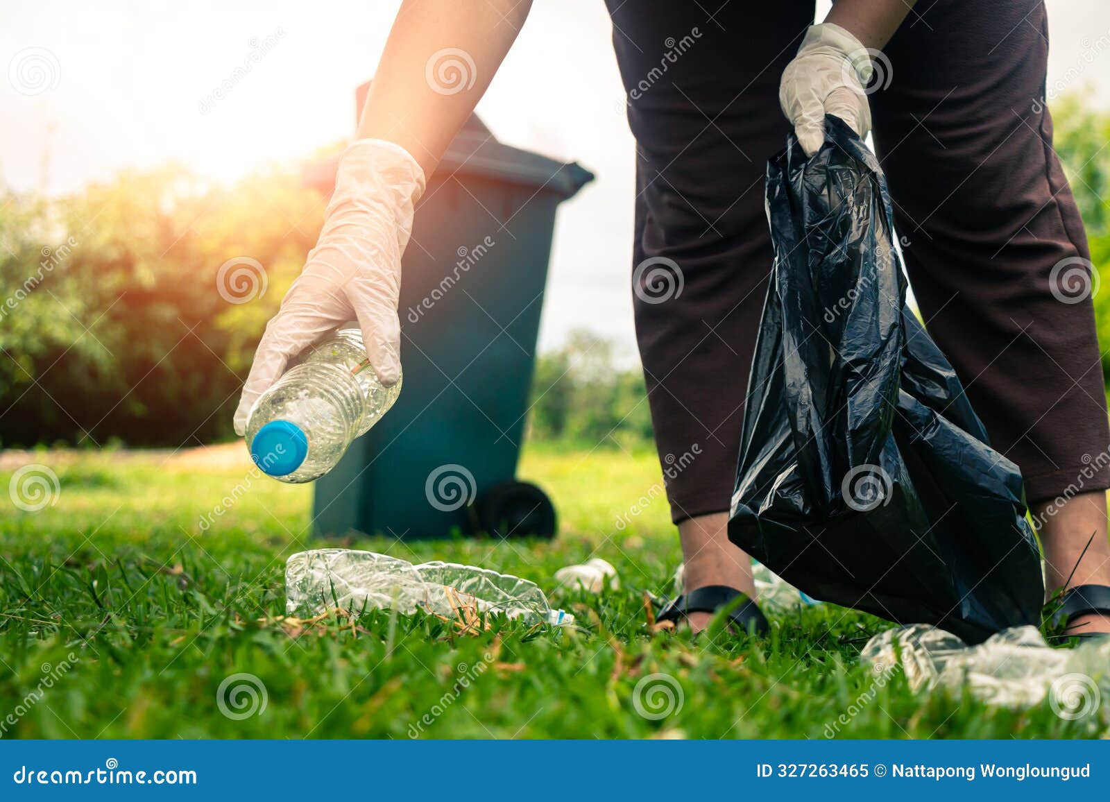 Group of People Help Garbage Plastic Collection for To Keep Clean Stock ...