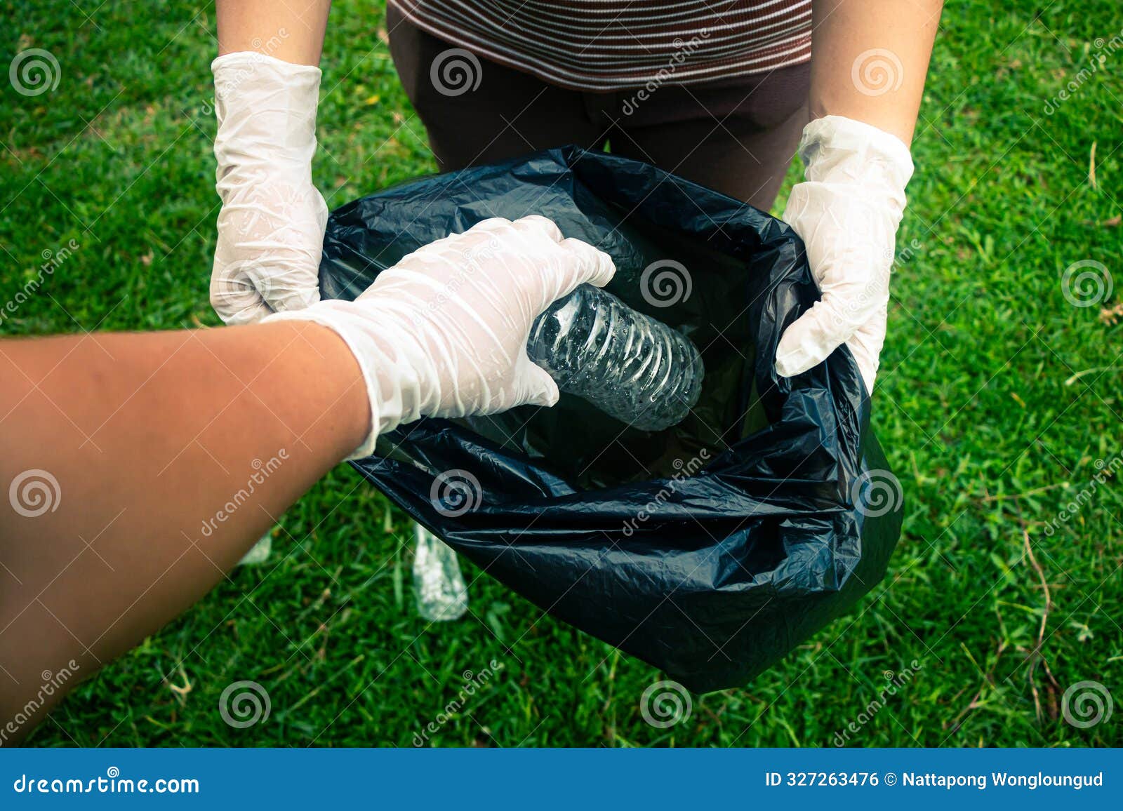 Group of People Help Garbage Plastic Collection for To Keep Clean Stock ...
