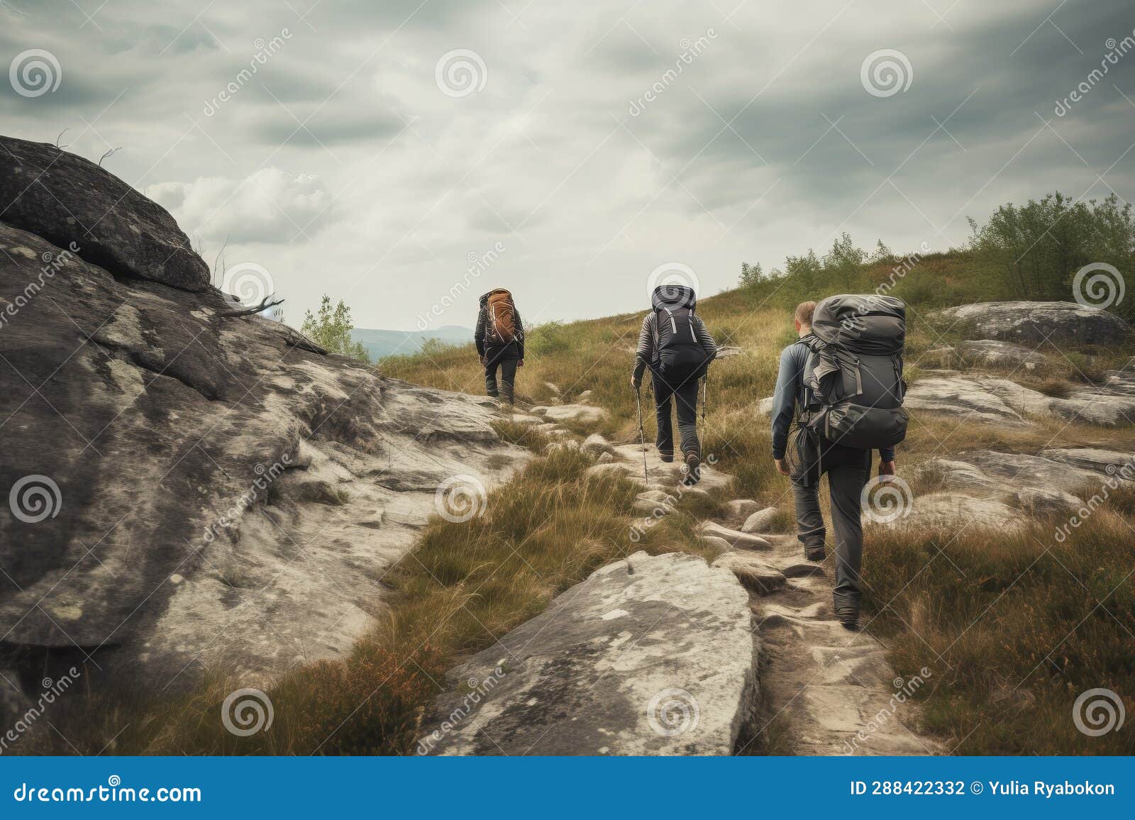 Group People Hiking. Generate Ai Stock Photo - Image of peak ...