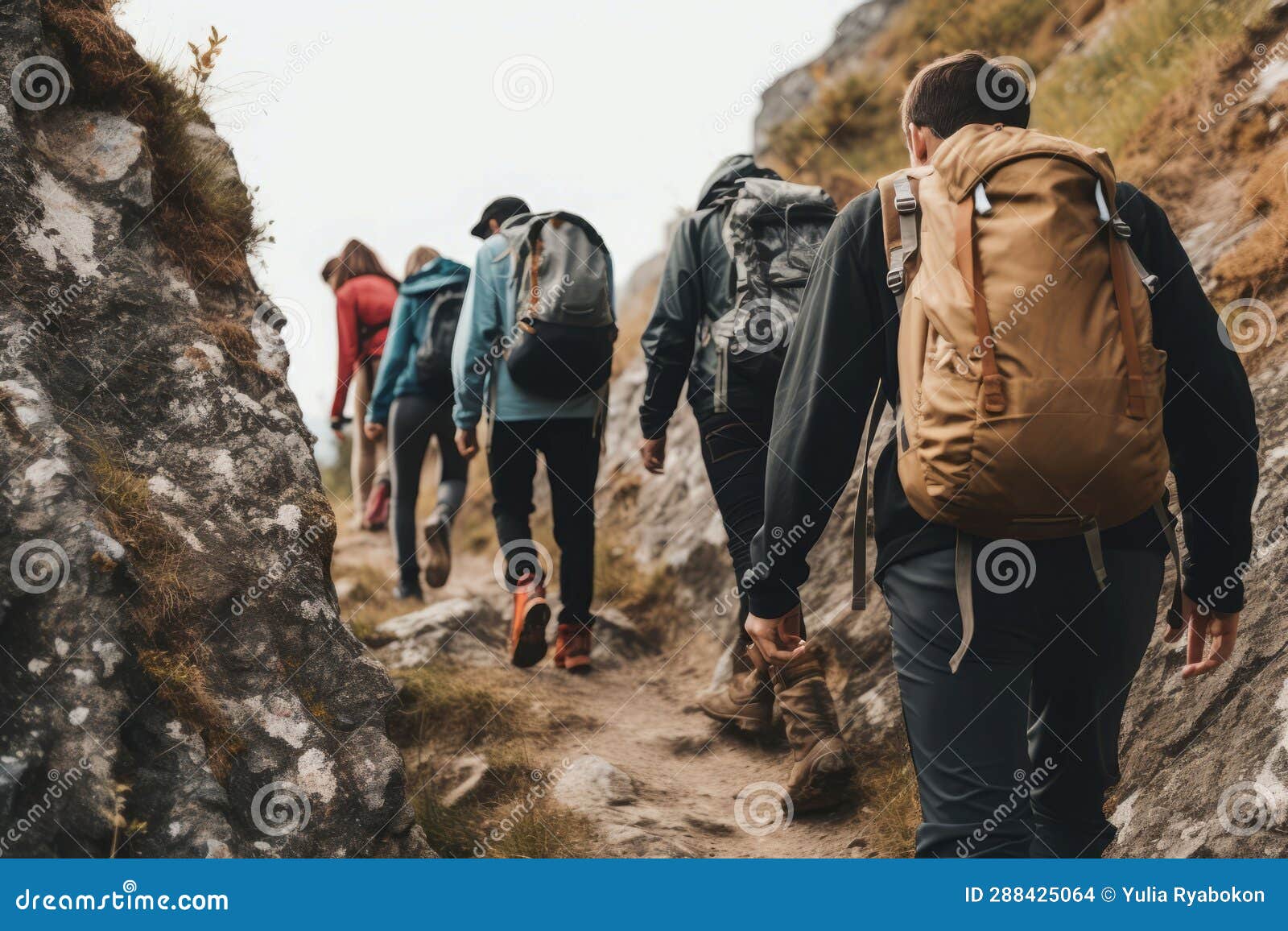 Group People Hiking. Generate Ai Stock Photo - Image of generated ...