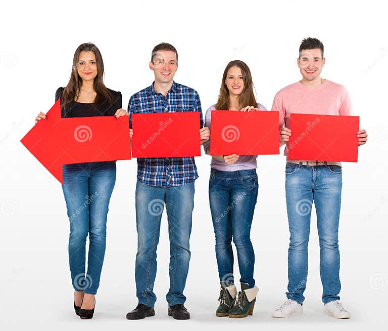Group of People Holding an Arrow Stock Photo - Image of arrow, female ...