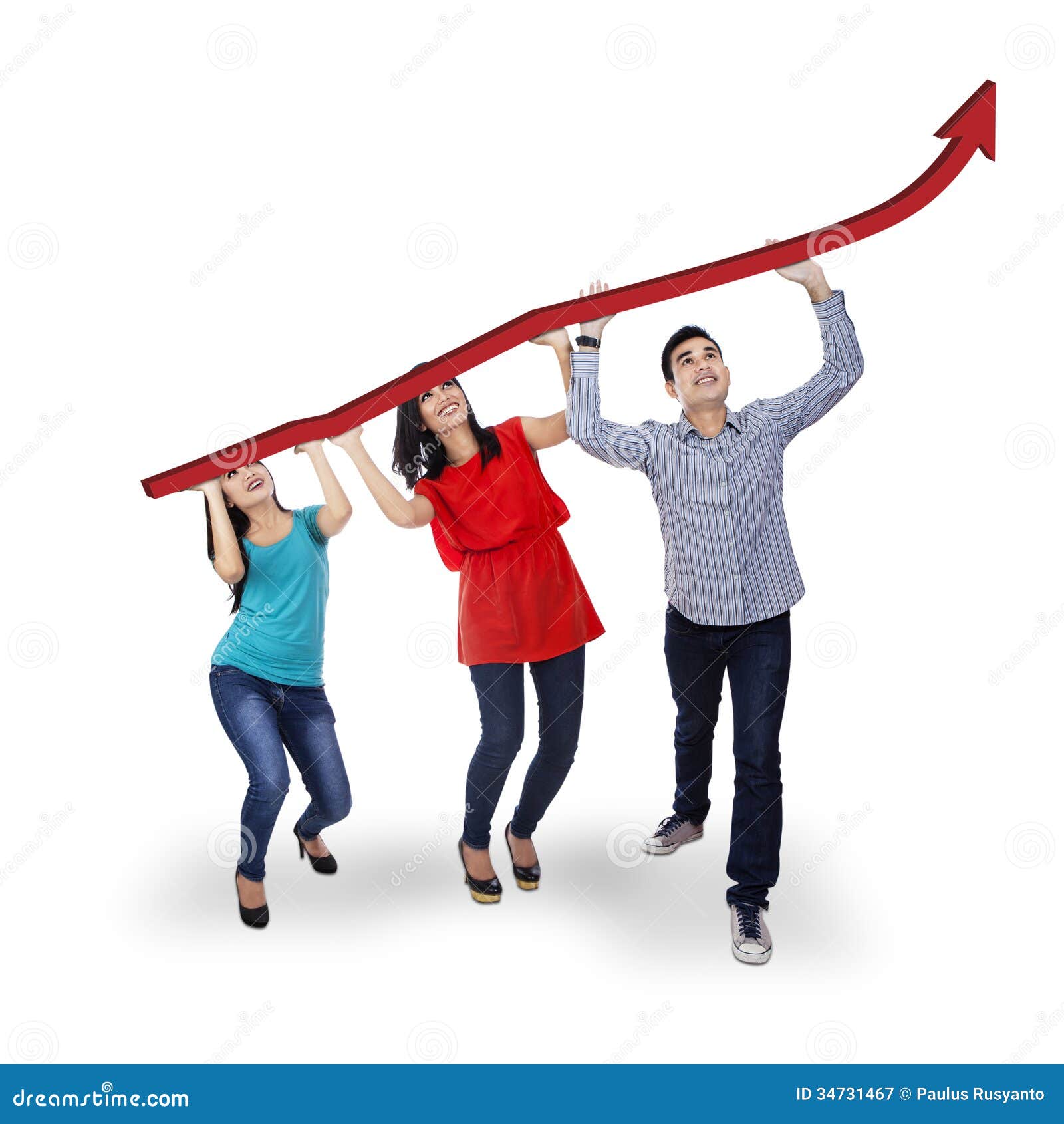 Group of People Holding an Arrow Rising Stock Image - Image of ...