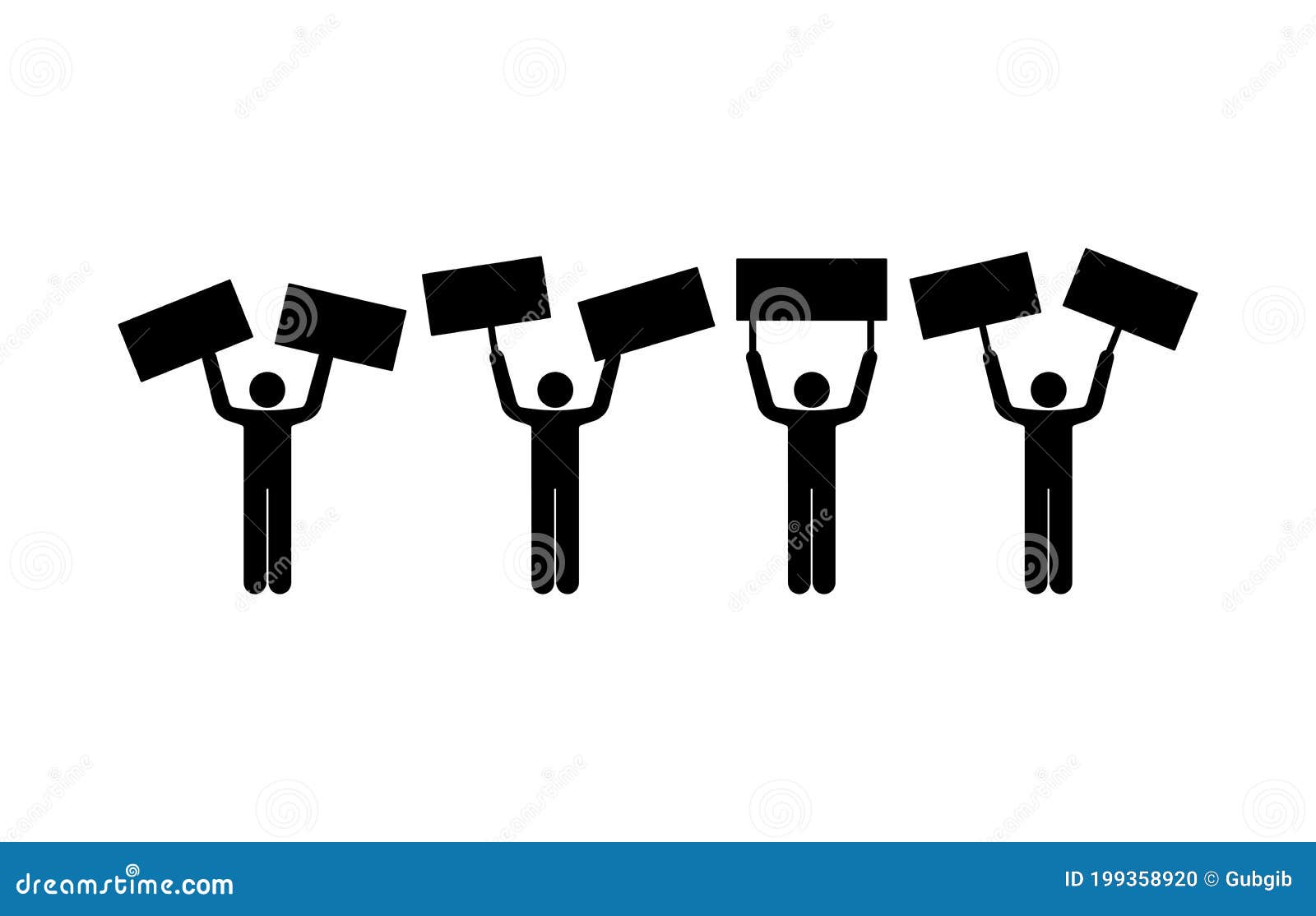 Group of People Holding Banner Sign Stock Vector - Illustration of sign ...