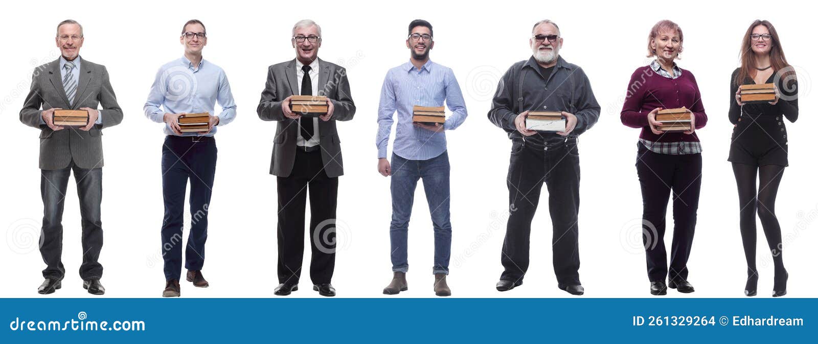 Group of People Holding Books in Hands Isolated on White Stock Photo ...