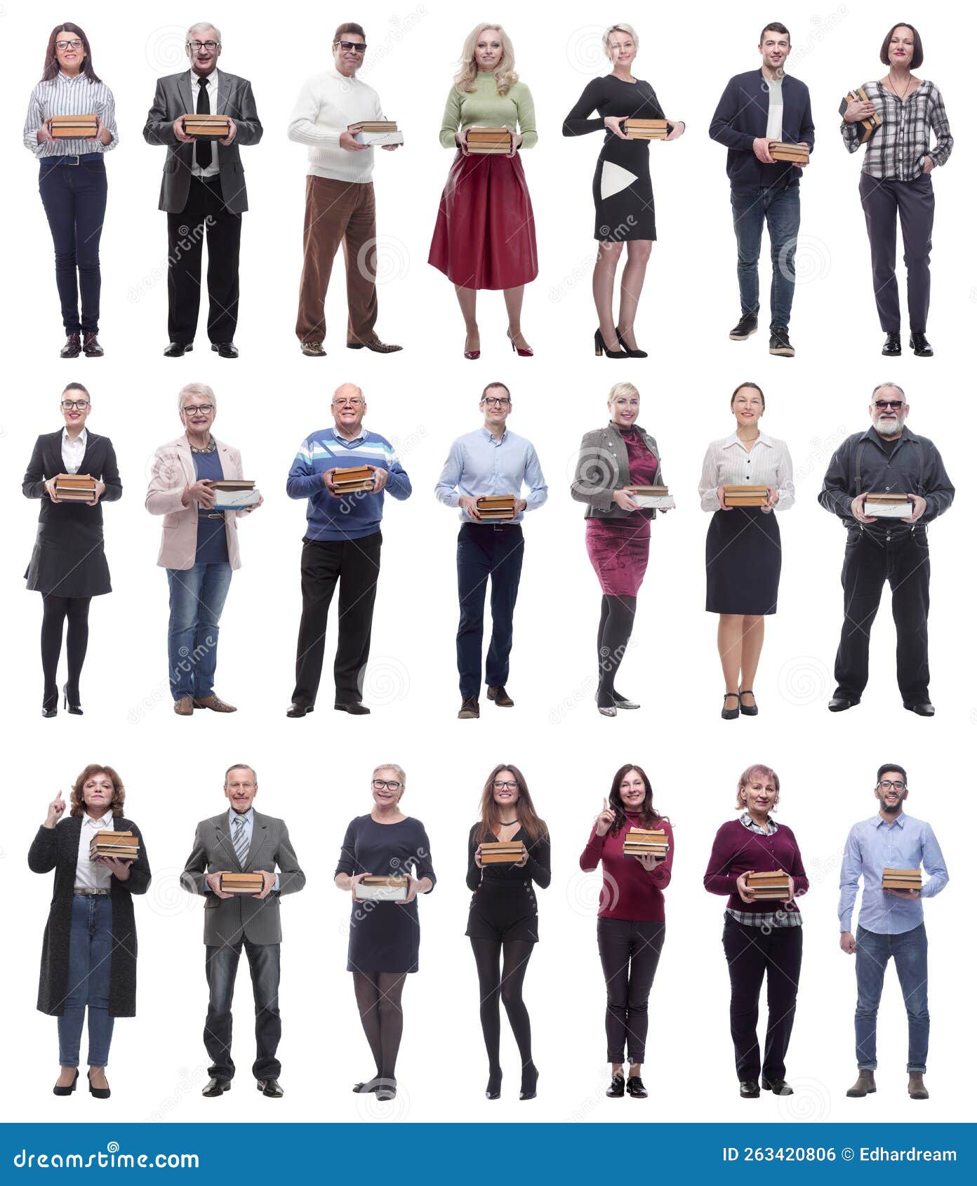 Group of People Holding Books in Hands Isolated on White Stock Photo ...