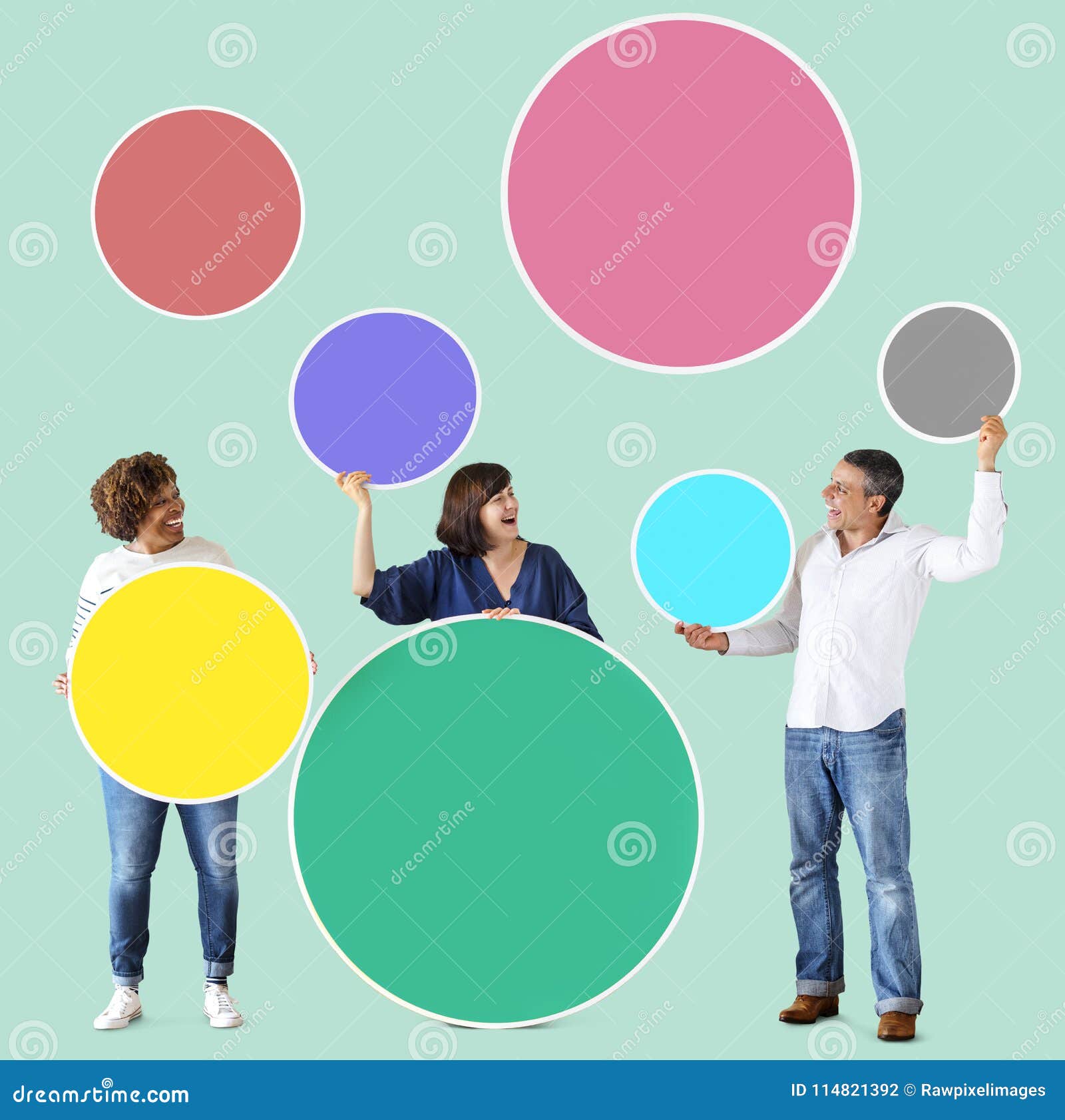 Group of People Holding Colorful Icon Stock Photo - Image of black ...