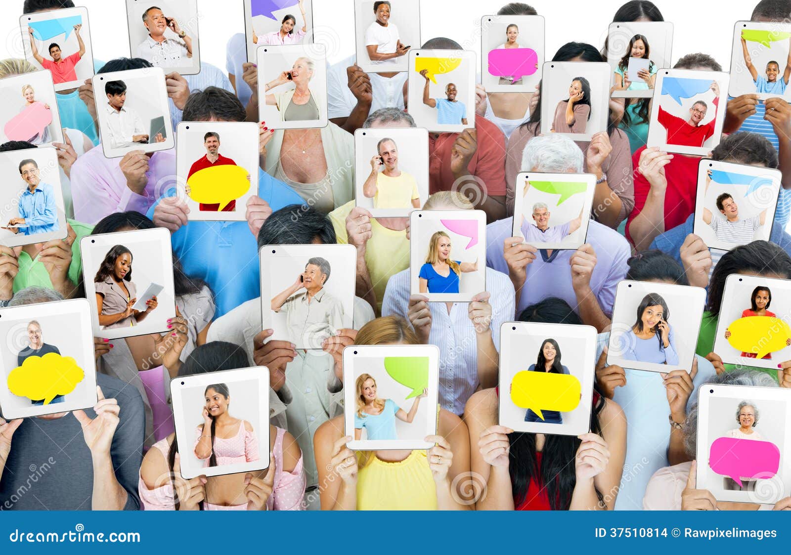 Group of People Holding Digital Tablets Stock Photo - Image of covered ...