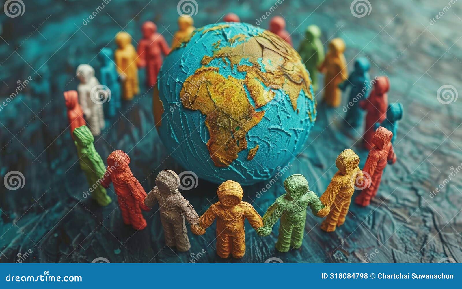 A Group of People Holding Hands Around a Globe by AI Generated Image ...