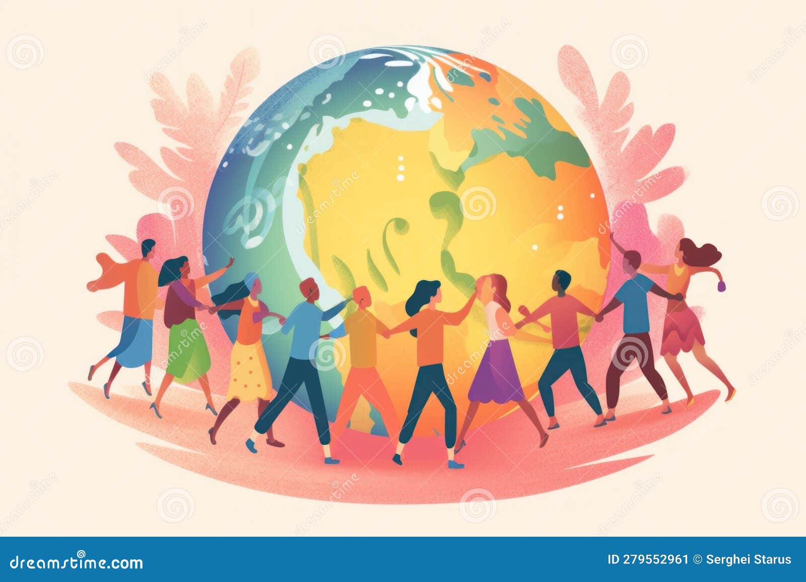 A Group of People Holding Hands Around a Globe. Generative AI Image ... A Group of People Holding Hands Around a Globe. Generative AI Image ...