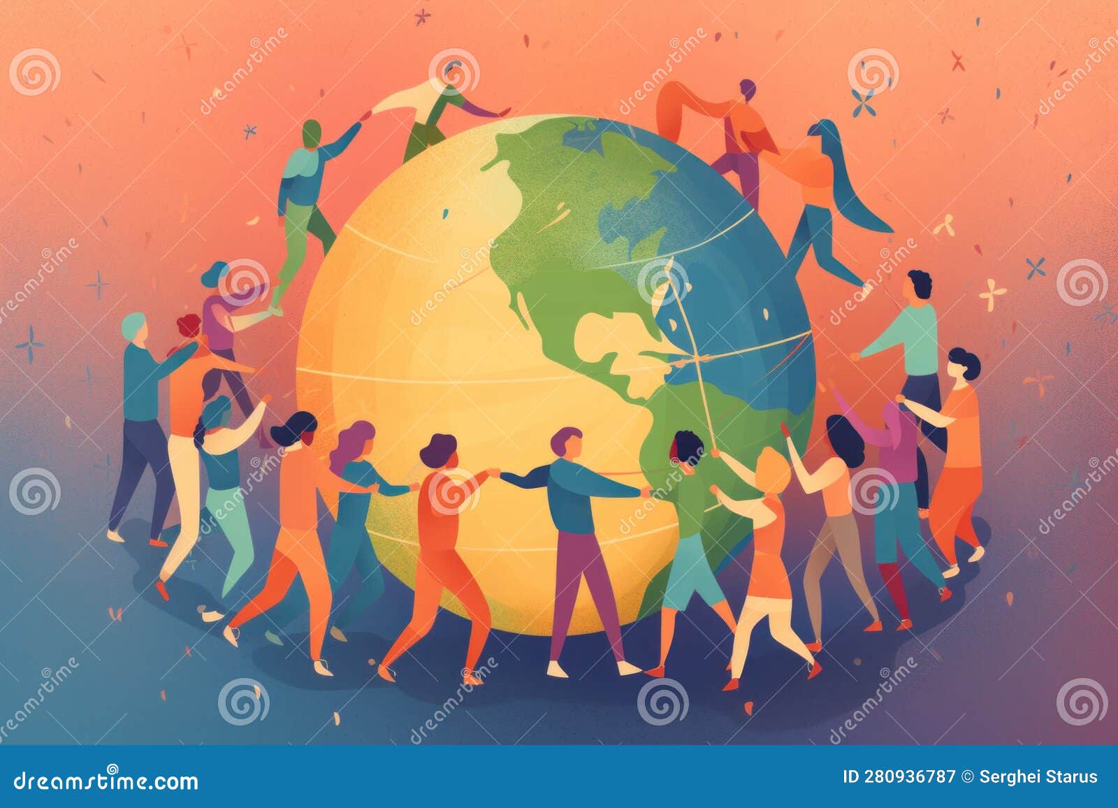 A Group of People Holding Hands Around a Globe. Generative AI Image ...