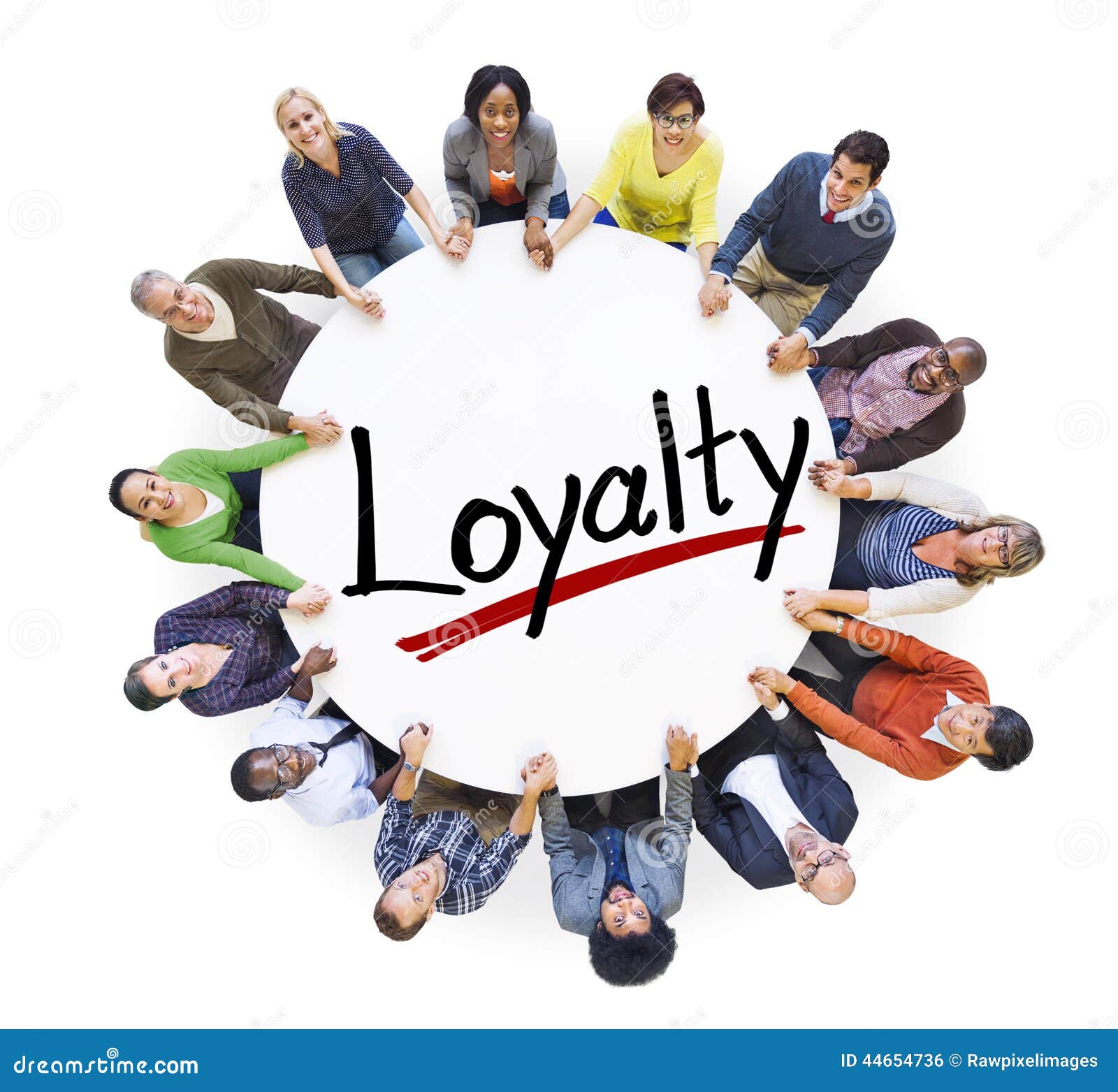 Group of People Holding Hands Around Letter Loyalty Stock Photo - Image ...