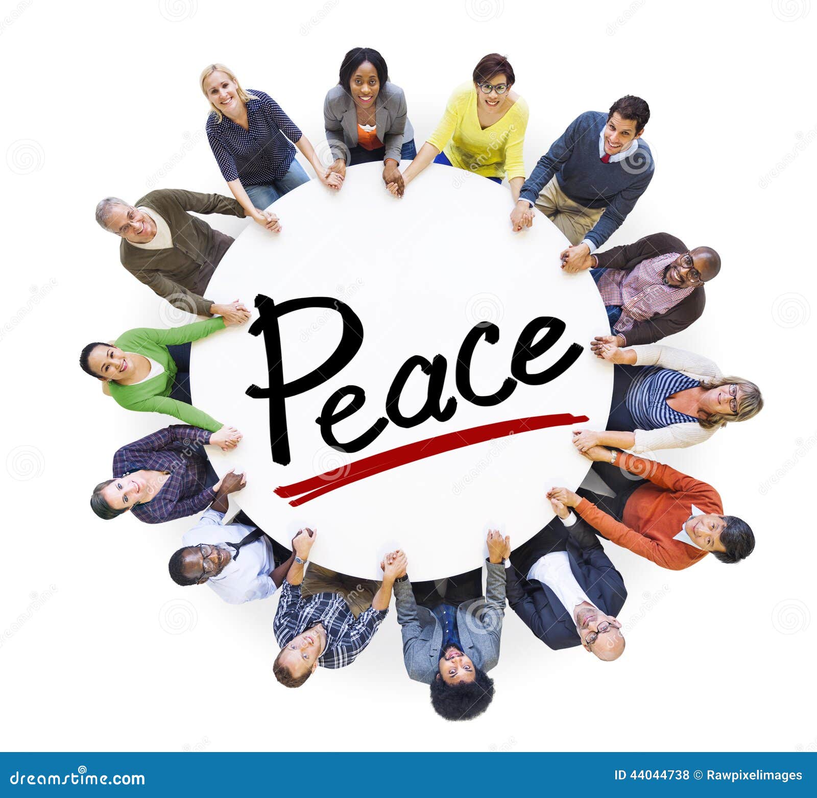 Group of People Holding Hands Around Letter Peace Stock Photo - Image ...