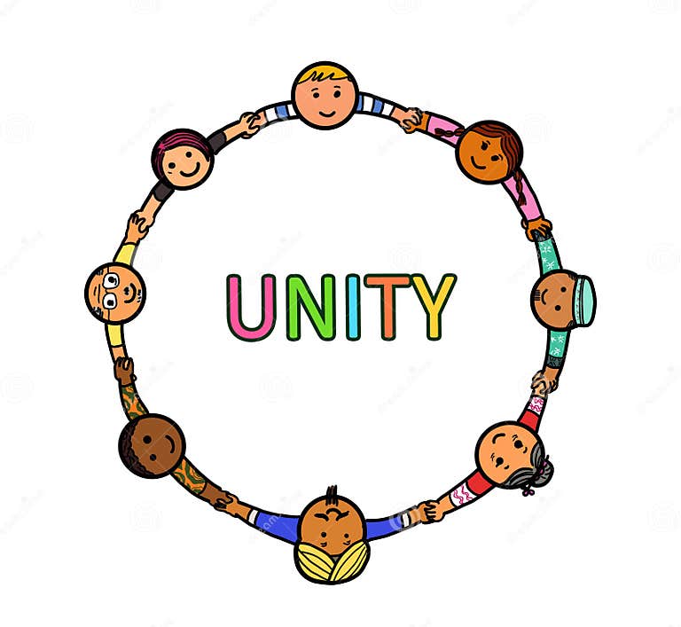 Group of People Holding Hands Circle Unity Stock Illustration ...